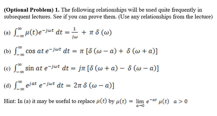 Solved (Optional Problem) 1. ﻿The following relationships | Chegg.com