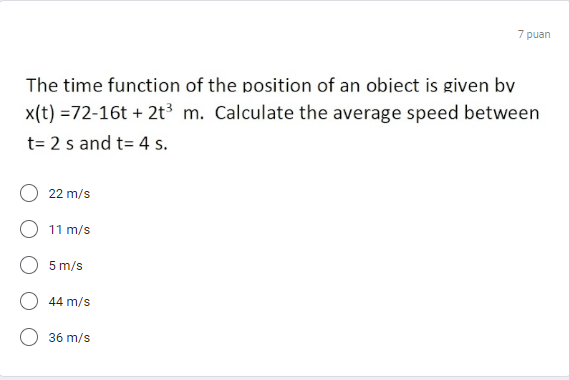 Solved The time function of the position of an obiect is | Chegg.com