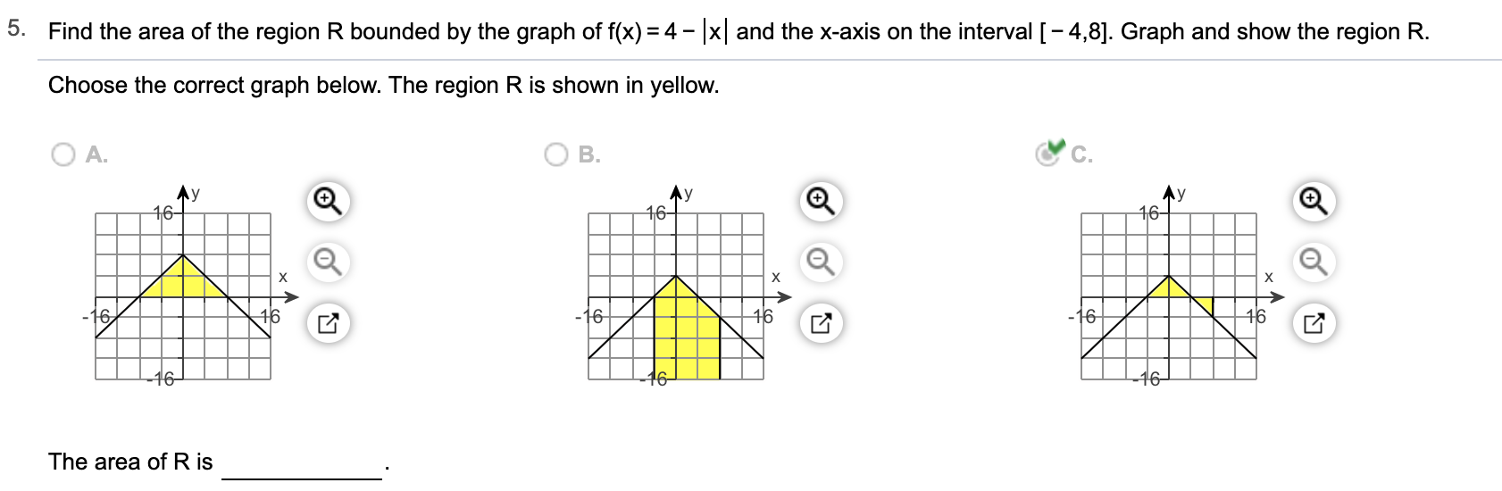 Solved 5. Find the area of the region R bounded by the graph | Chegg.com