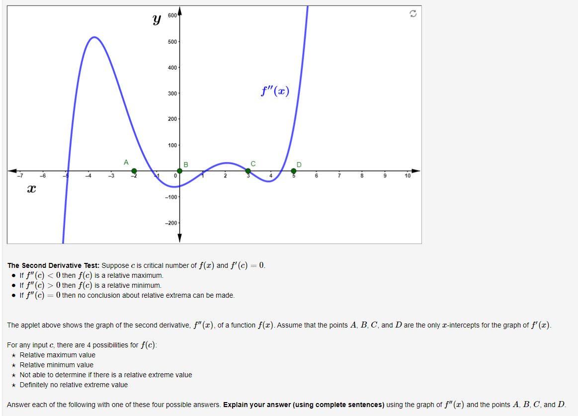 Solved The Second Derivative Test: Suppose c is critical | Chegg.com