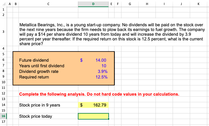 Solved How to find the stock price today using simple excel | Chegg.com