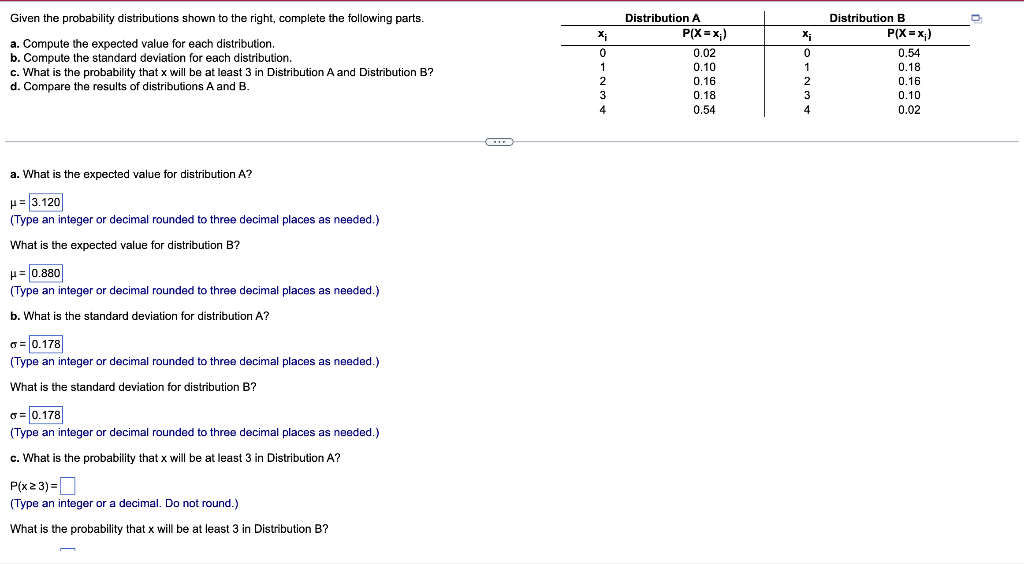 Solved Given the probability distributions shown to the | Chegg.com