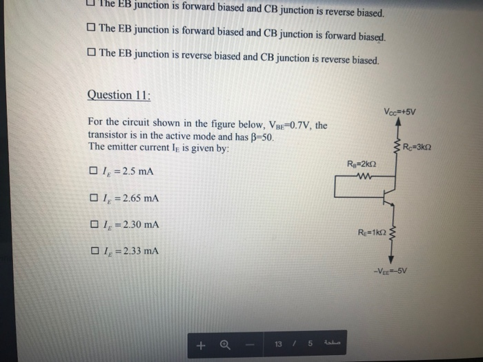 Solved EB junction is forward biased and CB junction is | Chegg.com