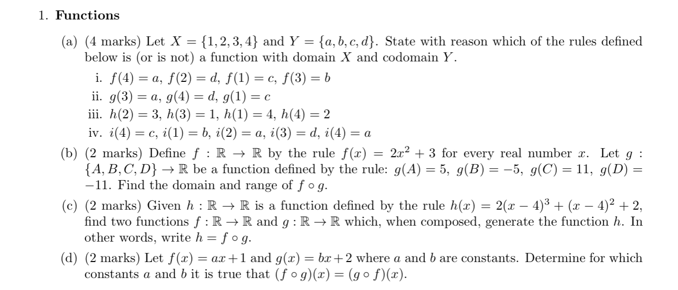Solved A 4 Marks Let X {1 2 3 4} And Y {a B C D} State