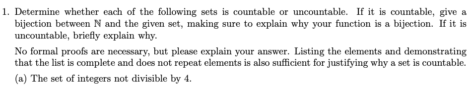 Solved 1. Determine whether each of the following sets is | Chegg.com