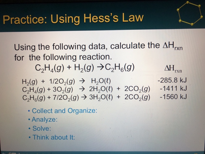 Solved Practice: Using Hess's Law Using the following data, | Chegg.com