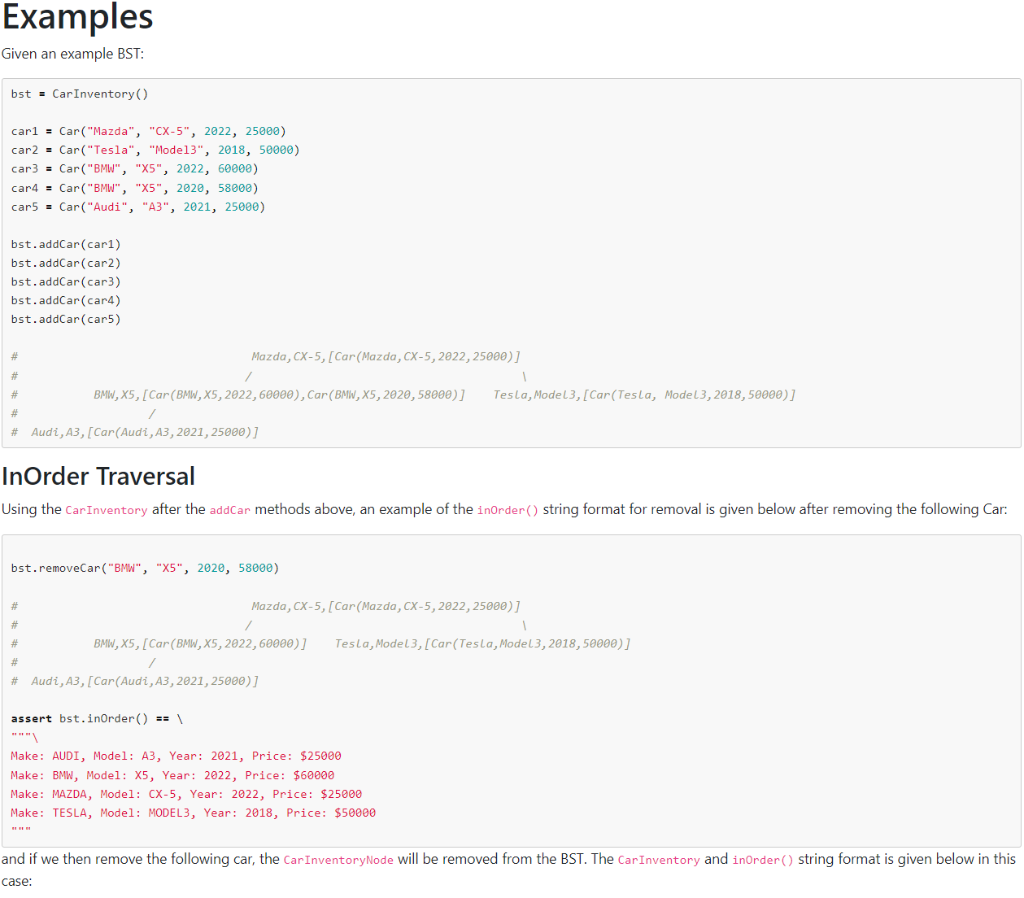 Solved Carlnventory.py The CarInventory. py file will | Chegg.com