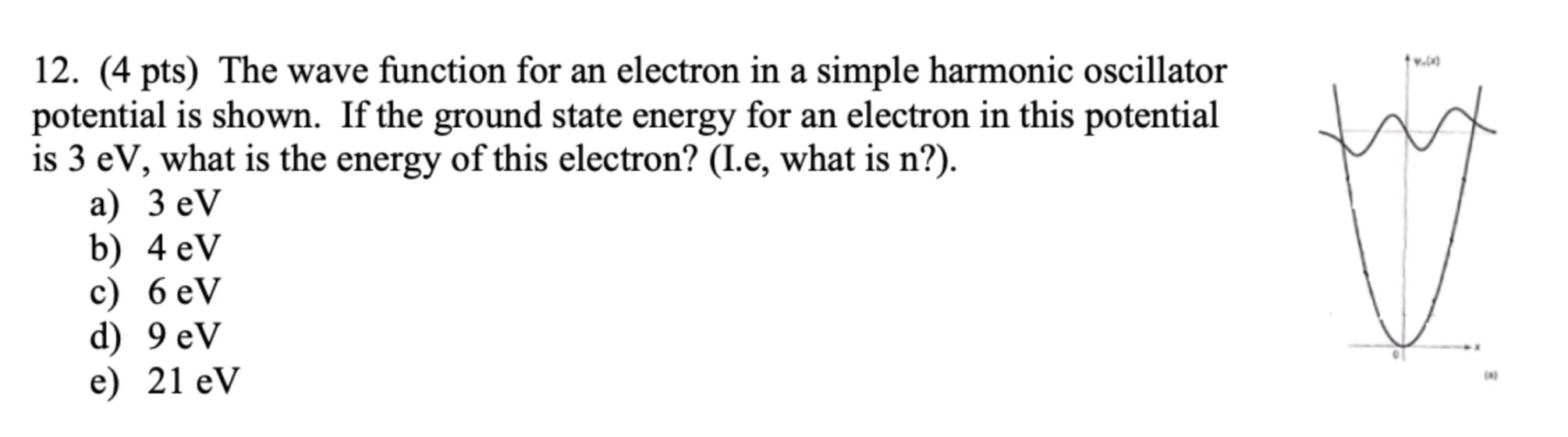 Solved 12. (4 pts) The wave function for an electron in a | Chegg.com
