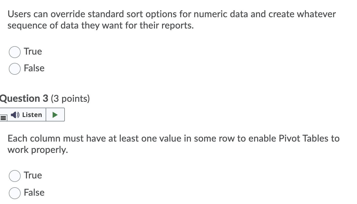 Solved Users can override standard sort options for numeric | Chegg.com