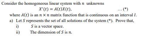 Solved Consider the homogeneous linear system with n | Chegg.com