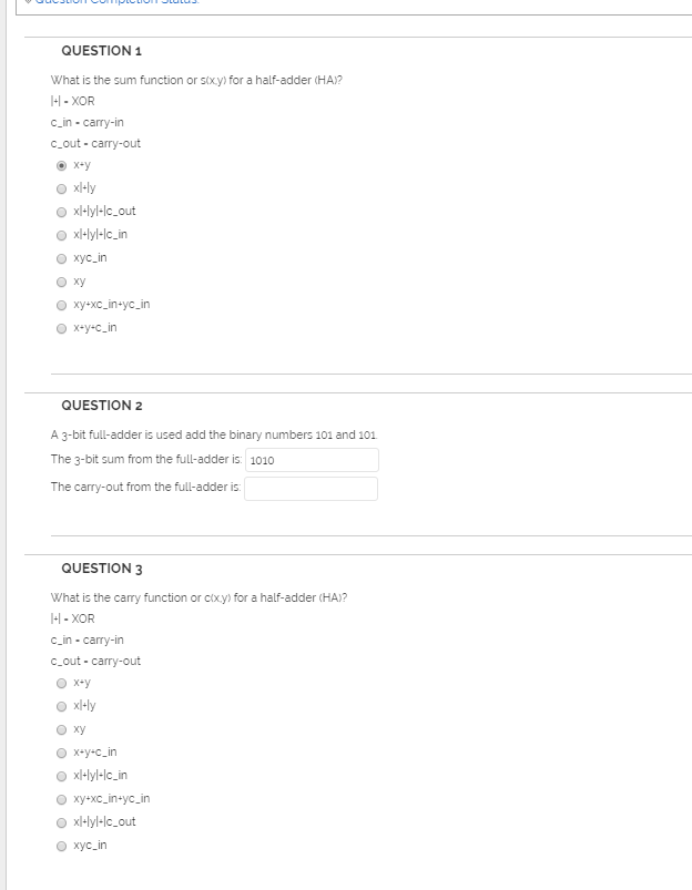 (Solved) : Usluncului Juills Question 1 Sum Function Sixy Half Adder Ha ...