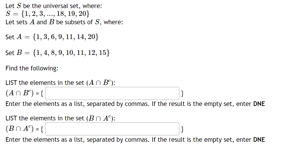 Solved Let S be the universal set, where: S = {1, 2, 3, ..., | Chegg.com