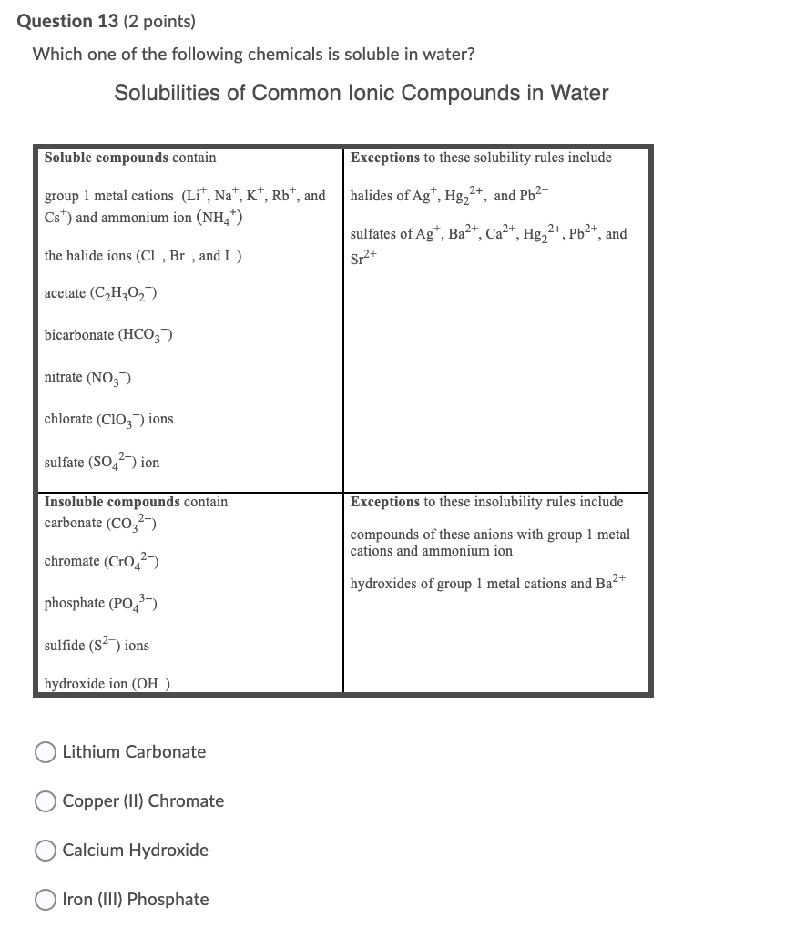 Solved Question 13 (2 points) Which one of the following | Chegg.com