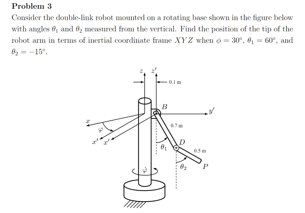 Solved Problem 3 Consider the double-link robot mounted on a | Chegg.com