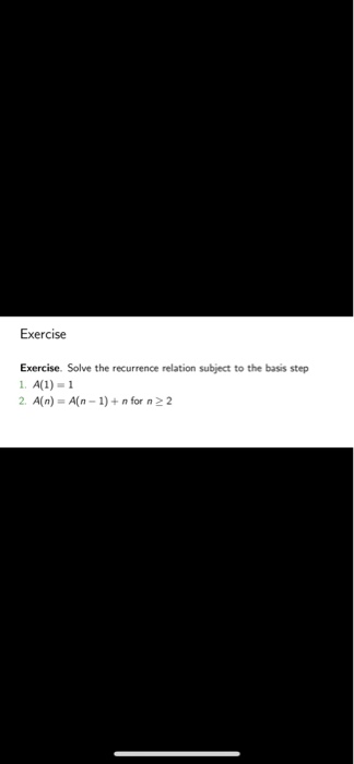 Solved Exercise Exercise. Solve the recurrence relation | Chegg.com