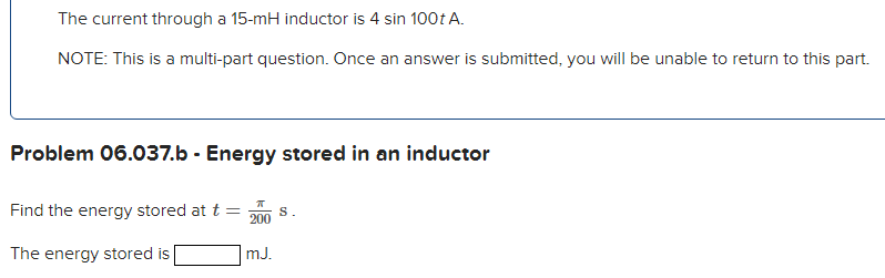 Solved The current through a 15-mH inductor is 4 sin 100t A. | Chegg.com
