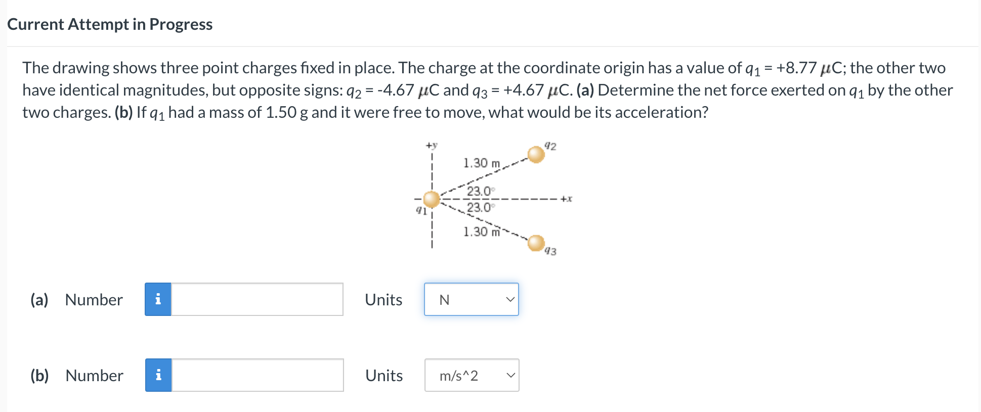 Solved Current Attempt in ProgressThe drawing shows three | Chegg.com