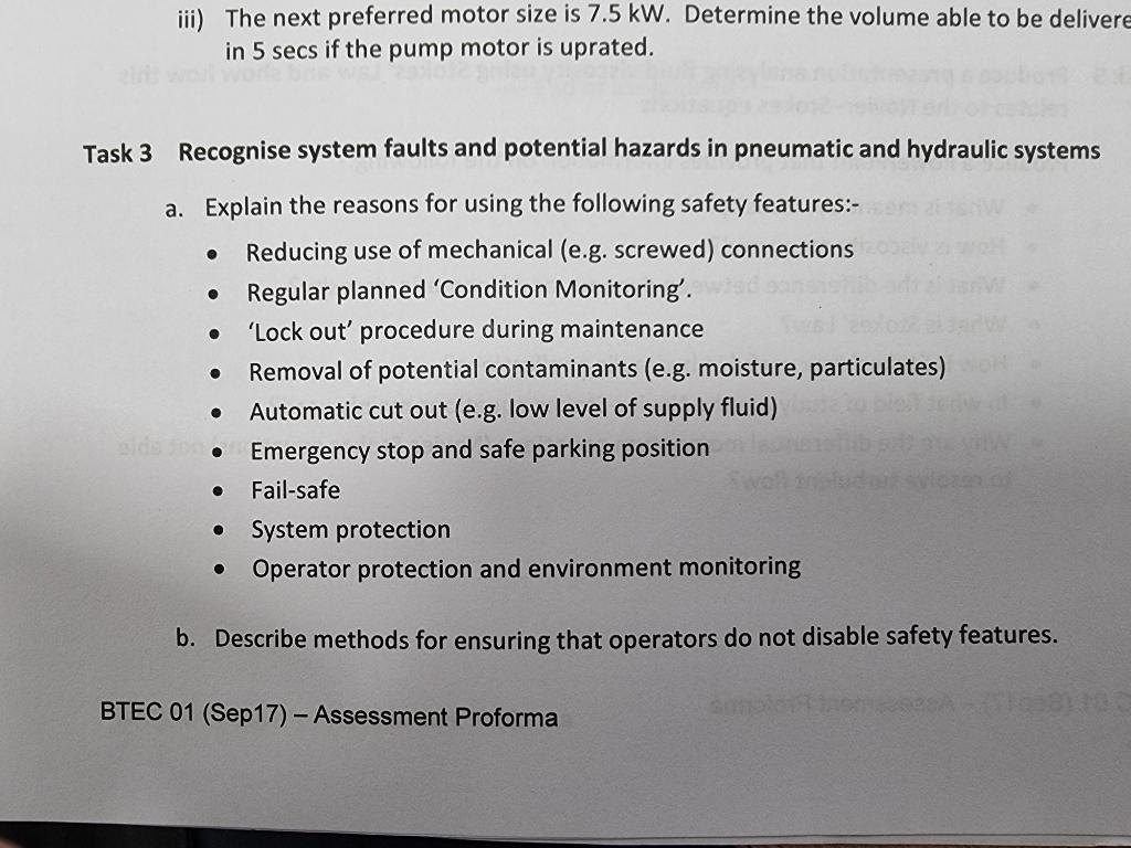 Solved iii) The next preferred motor size is 7.5 kW. | Chegg.com
