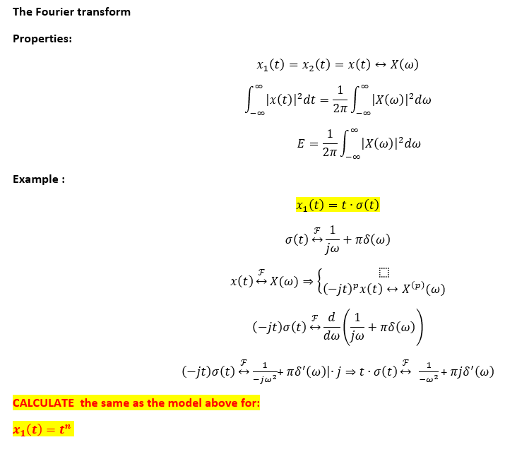 Solved The Fourier transform Properties: xi(t) = x2(t) = | Chegg.com