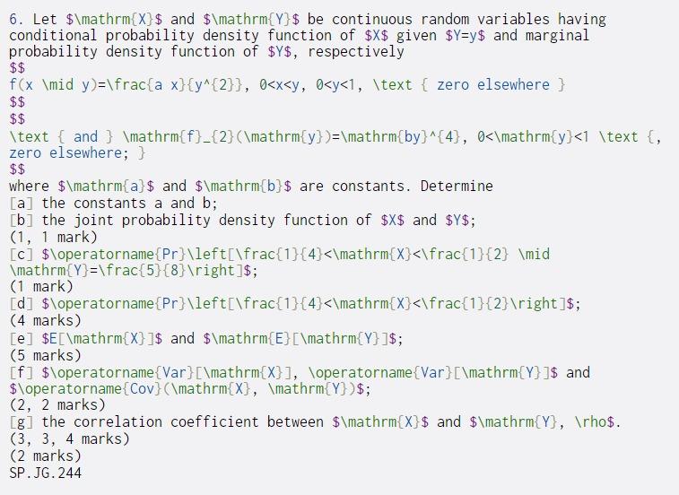 Solved 6. Let $\mathrm{X}$ and $\mathrm{Y}$ be continuous | Chegg.com