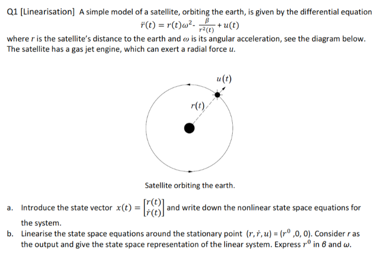 Solved A simple model of a satellite, orbiting the earth, is | Chegg.com