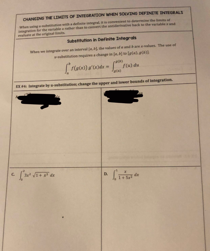 Solved CHANGING THE LIMITS OF INTEGRATION WHEN SOLVING | Chegg.com