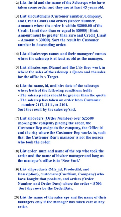 Do the following SQL questions. The resulting columns | Chegg.com