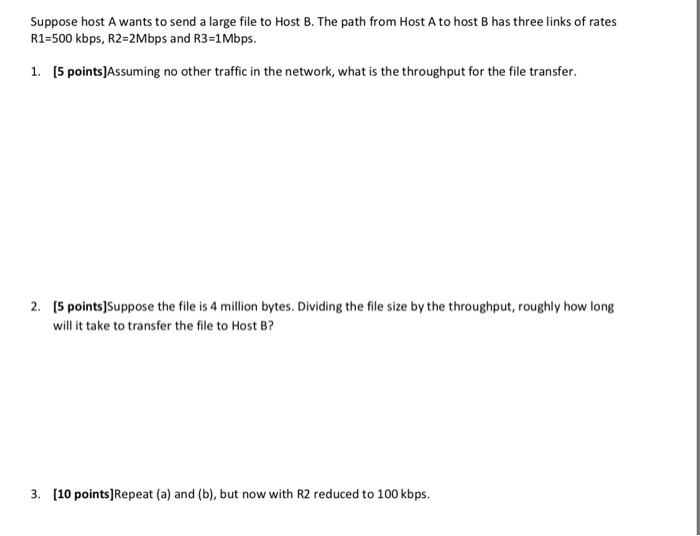 Solved Suppose host A wants to send a large file to Host B. | Chegg.com
