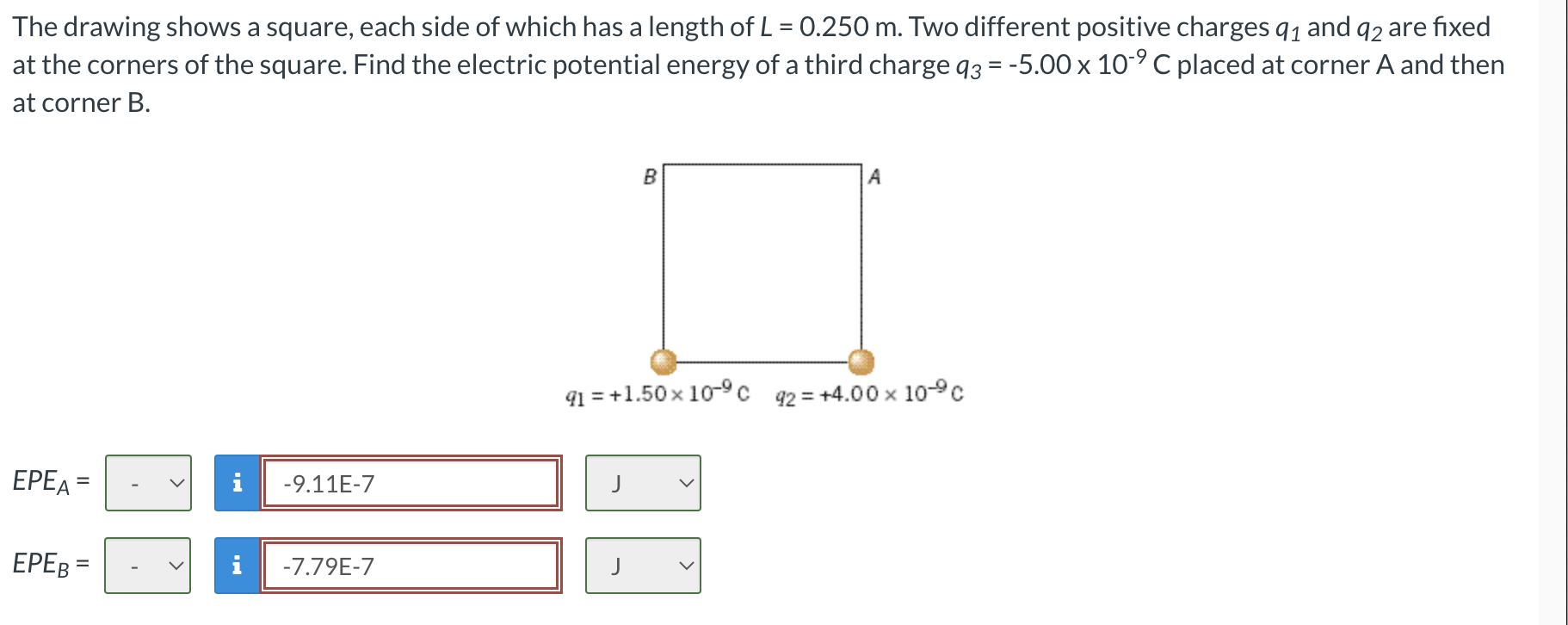 Solved a The drawing shows a square, each side of which has | Chegg.com