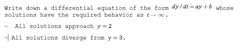 Solved Write down a differential equation of the form dy/dt | Chegg.com