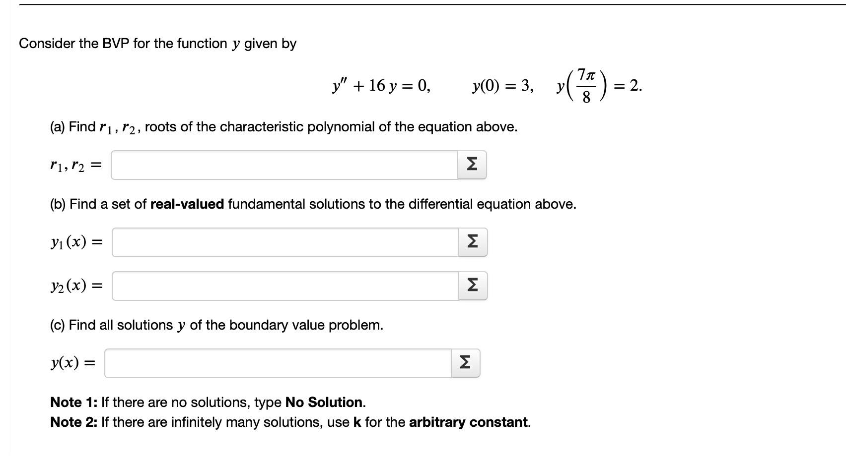 Solved Consider the BVP for the function y given by | Chegg.com
