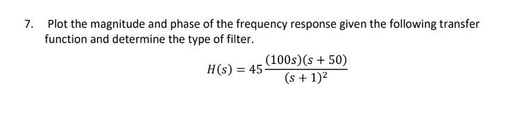 Solved 7. Plot the magnitude and phase of the frequency | Chegg.com