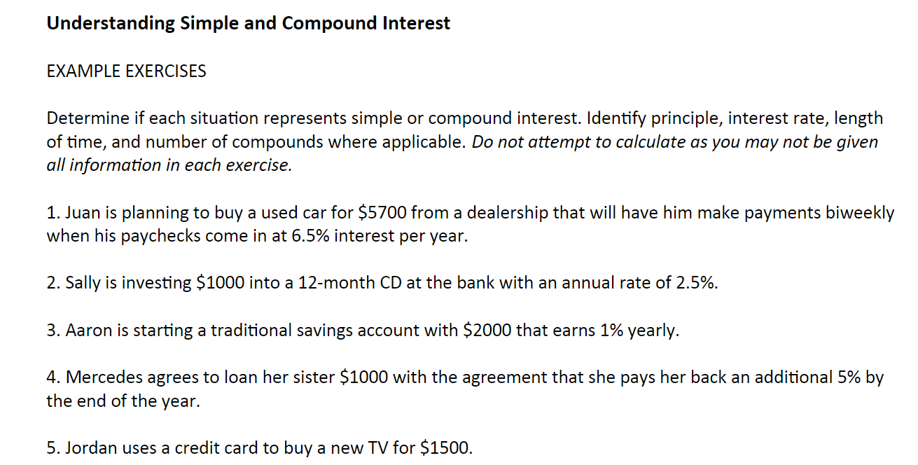 Solved Understanding Simple and Compound Interest EXAMPLE | Chegg.com