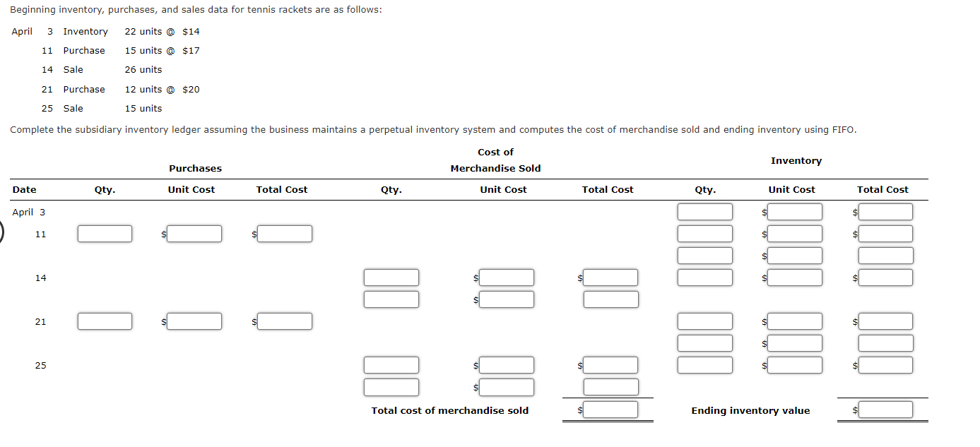 Solved Beginning inventory, purchases, and sales data for | Chegg.com
