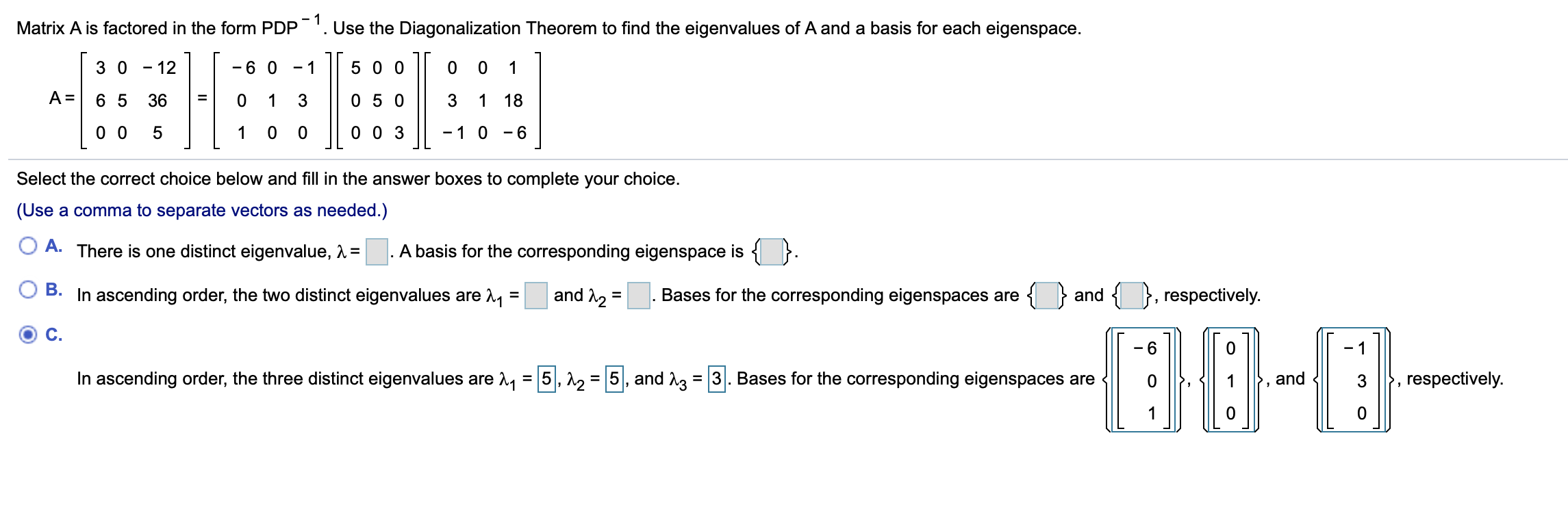 Solved Matrix A Is Factored In The Form Pdp 1 Use The
