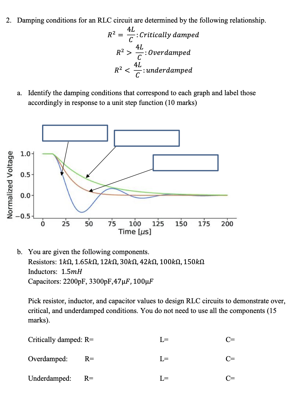 Solved R2 = 2. Damping conditions for an RLC circuit are | Chegg.com
