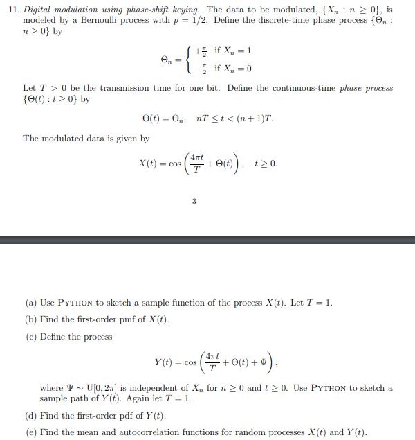 Digital modulation using phase-shift keying. The data | Chegg.com