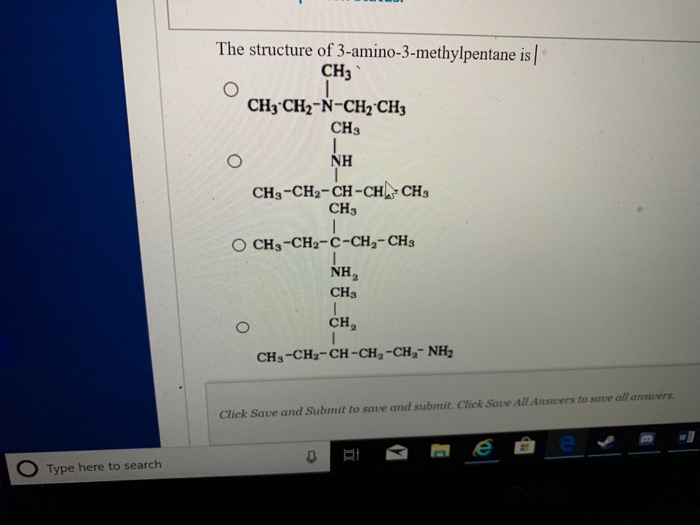 Solved The structure of 3-amino-3-methylpentane is CH3 CHy | Chegg.com