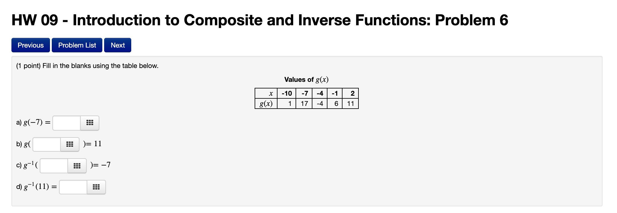 Solved HW 09 - Introduction to Composite and Inverse | Chegg.com