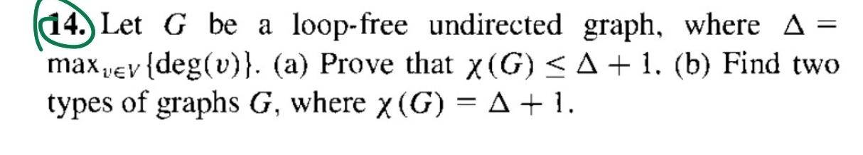 Solved (14. Let G be a loop-free undirected graph, where Δ= | Chegg.com