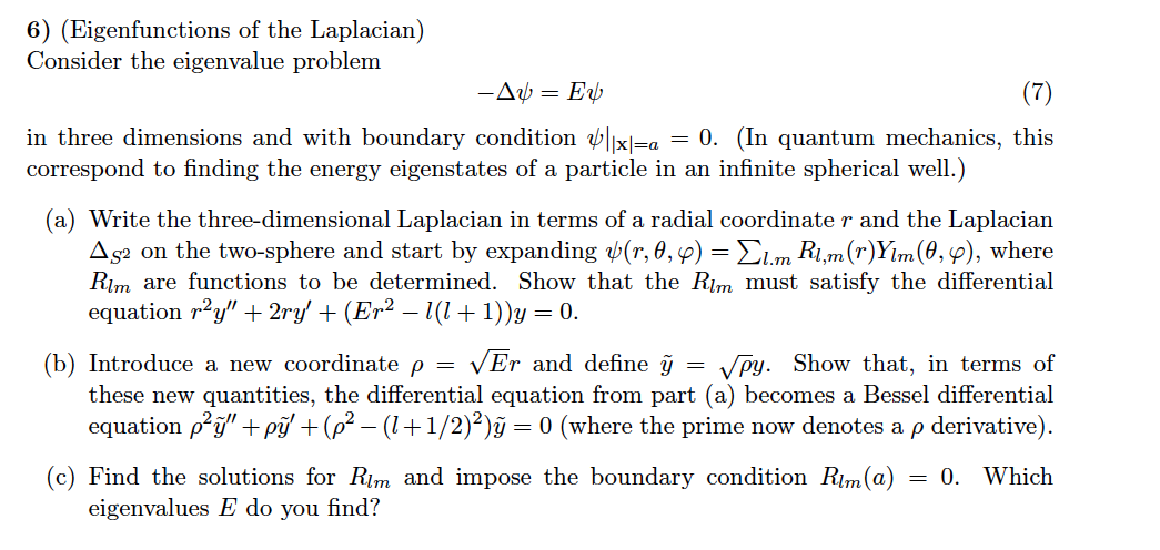 Solved 6) (Eigenfunctions of the Laplacian) Consider the | Chegg.com