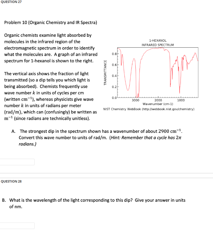 Solved Problem 10 (Organic Chemistry and IR Spectra) Organic | Chegg.com