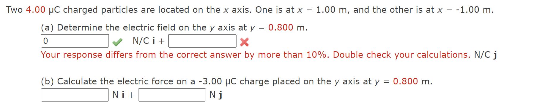 Solved Two 4.00μC charged particles are located on the x | Chegg.com