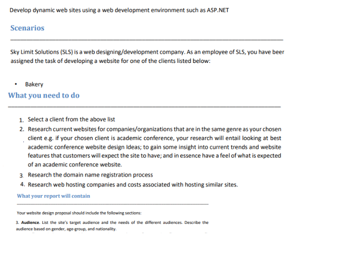 Develop dynamic web sites using a web development | Chegg.com