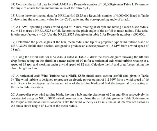 Solved 14) Consider the airfoil data for NACA4424 at a | Chegg.com