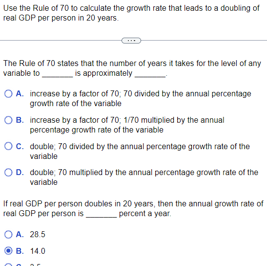 Solved Use the Rule of 70 ﻿to calculate the growth rate that | Chegg.com