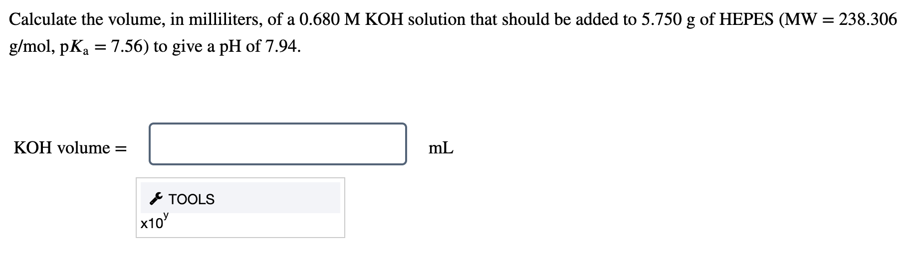 Solved Calculate the volume, in milliliters, of a 0.680 M | Chegg.com
