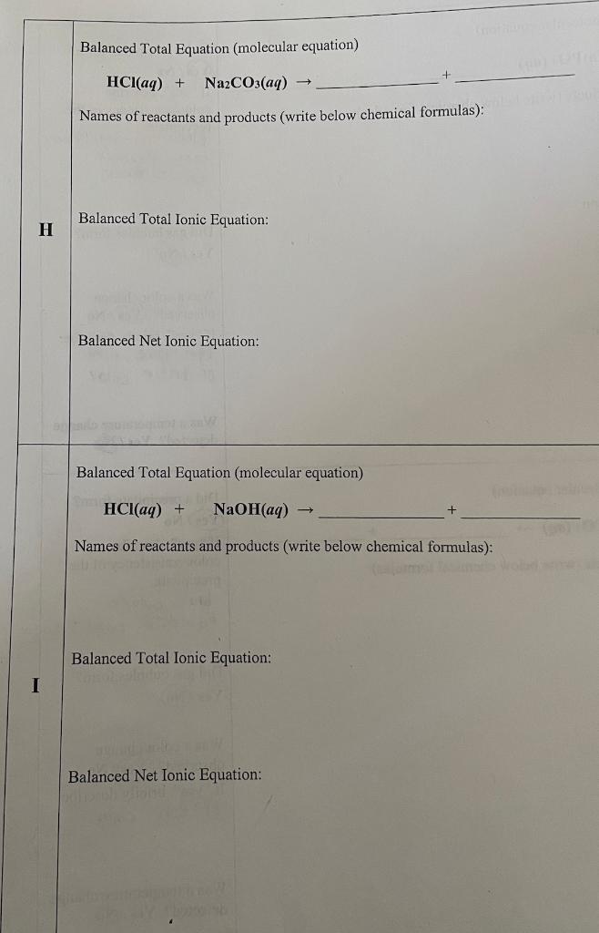 Solved Balanced Total Equation (molecular equation) | Chegg.com