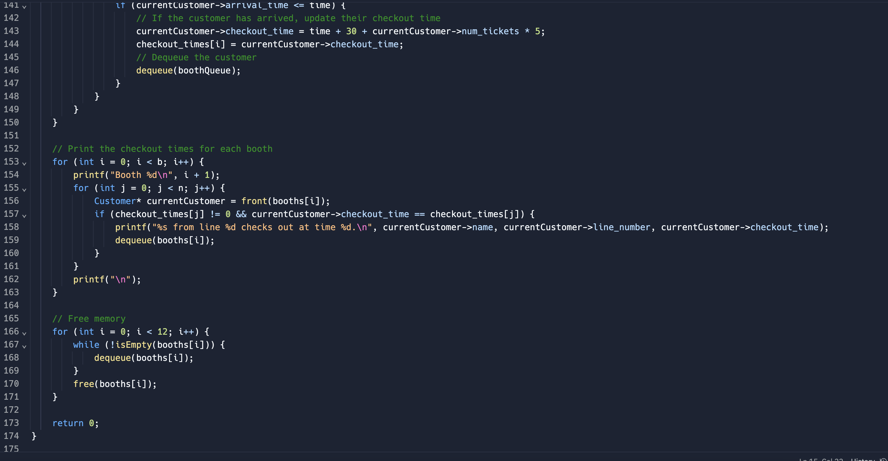 Solved The following code in C only outputs:Booth 1when it | Chegg.com