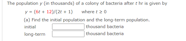 Solved The population y (in thousands) of a colony of | Chegg.com